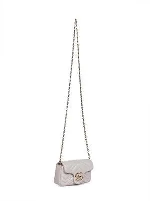Gucci Light Grey Gg Marmont Mini Shoulder Bag