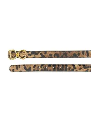 Dolce & Gabbana Leopard Print Leather Belt - Multicolor