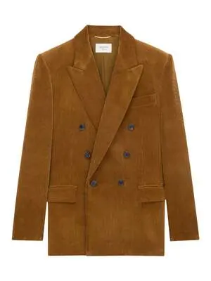 Saint Laurent Corduroy Double-breasted Jacket - Brown
