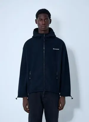 Miu Miu Hooded Logo Motif Sweatshirt - Blue