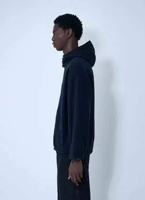 Miu Miu Cotton-fleece Hooded Logo Motif Sweatshirt - Blue