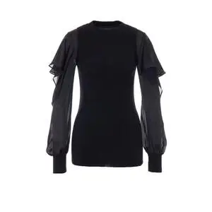 Sacai Satin X Cotton Knit Pullover - Black