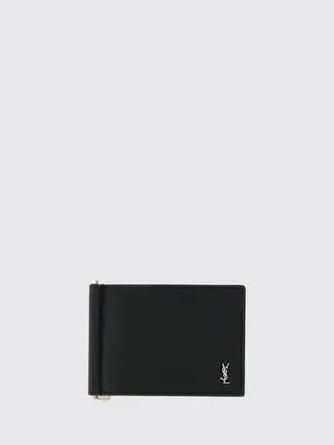 Saint Laurent Tiny Cassandre Grained Leather Wallet - Black
