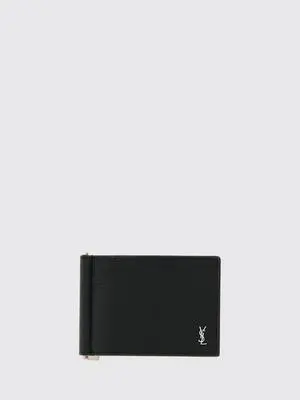 Saint Laurent Tiny Cassandre Grained Leather Wallet - Black