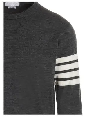 Thom Browne 4 Bar Merino Wool Pullover - Gray