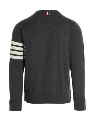 Thom Browne 4 Bar Merino Wool Pullover - Gray
