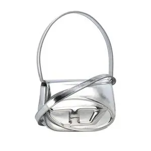 DIESEL® Glossed Leather Shoulder Bag - Silver
