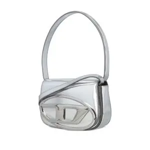 DIESEL® Glossed Leather Shoulder Bag - Silver