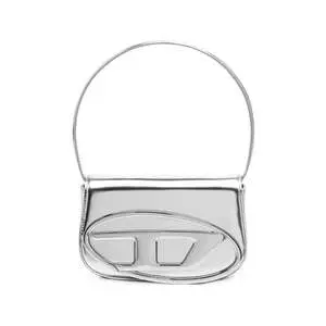 DIESEL® Glossed Leather Shoulder Bag - Silver