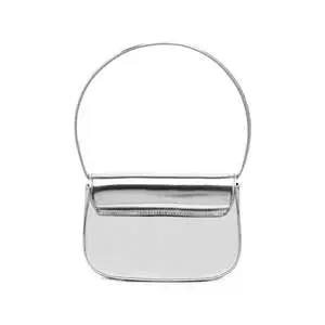 DIESEL® Glossed Leather Shoulder Bag - Silver