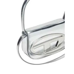 DIESEL® Glossed Leather Shoulder Bag - Silver