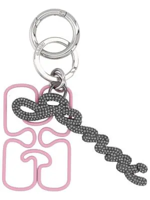 GANNI Keychain With Logo - Gray