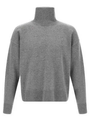 AMI Paris Puff Logo Sweater - Gray
