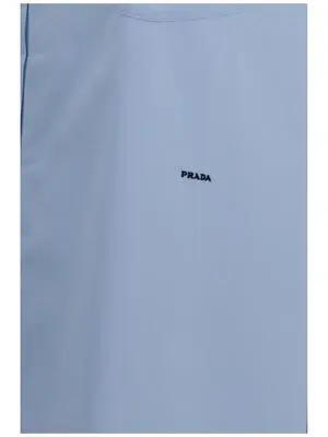 Prada Oversized Shirt With Pocket And Embroidered Logo
