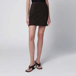 ROTATE BY BIRGER CHRISTENSEN Dark Suede Mini Skirt - Brown