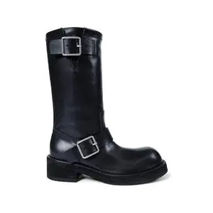 ANN DEMEULEMEESTER Calf Leather Buckle-fastening Strap Boots - Black