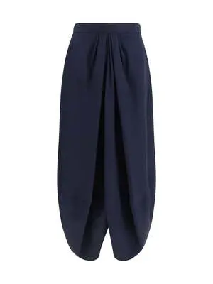 Giorgio Armani Pleated Silk Skirt - Blue