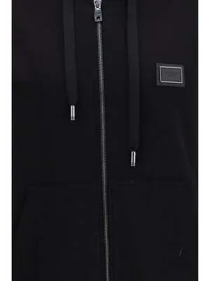 Dolce & Gabbana Cotton Hooded Sweatshirt With Dg Plaque