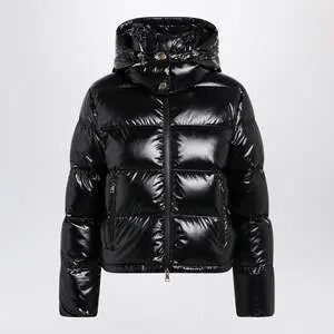 Moncler Niveole Cropped Down Jacket In Glossy Nylon - Black