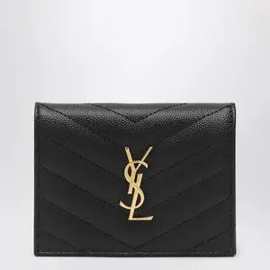 Saint Laurent Cassandre Matelasse Flap Card Holder - Black