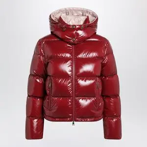 Moncler Niveole Cropped Down Jacket In Glossy Nylon - Red