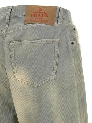 Prada Stonewashed Corduroy Trousers - Blue