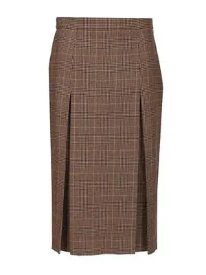 Saint Laurent Prince Of Wales Midi Skirt - Brown