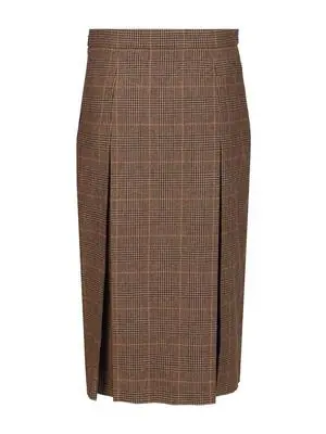 Saint Laurent Prince Of Wales Skirt - Brown