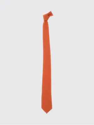Saint Laurent Saint Laurent Men Saint Laurent Classic Pure Silk Tie With Logo Loop Orange