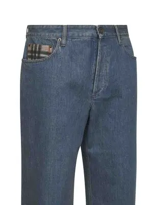 Burberry Medium Blue Denim Jeans With Check Details