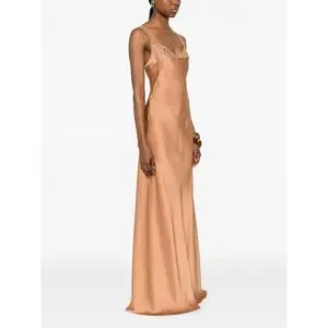 FORTE_FORTE Satin Lace Trim Dress