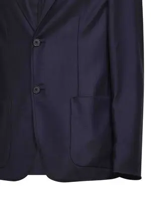 Giorgio Armani Blue Chevron Wool And Cashmere Single-breasted Jacket