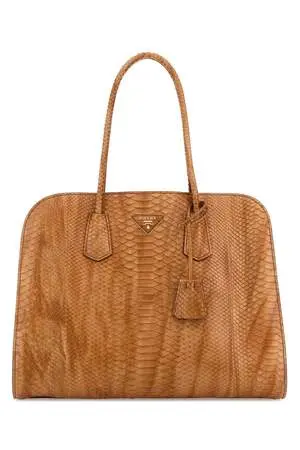 Prada Leather Shopping Bag - Orange