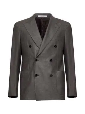 Tagliatore Tobacco Silk And Wool Vesuvio Double-breasted Blazer - Multicolor