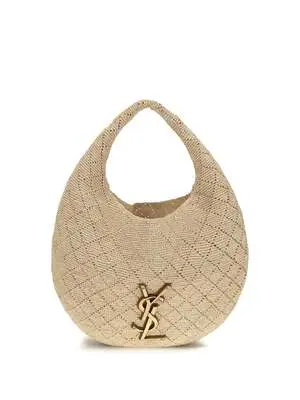 Saint Laurent Icare Hobo Bag In Raffia - Cream