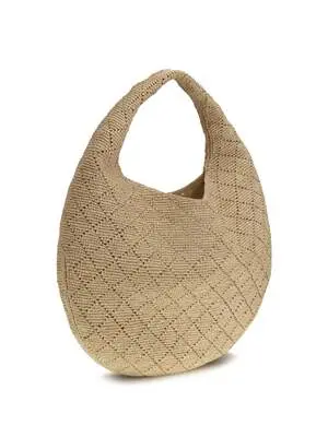 Saint Laurent Icare Hobo Bag In Raffia - Cream