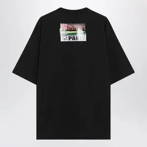 Balenciaga Bumper Stickers Medium-fit Cotton T-shirt - Black