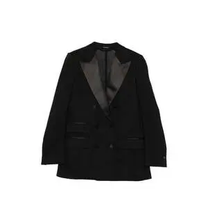 TOM FORD Double-breasted Peak Lapel Blazer - Black
