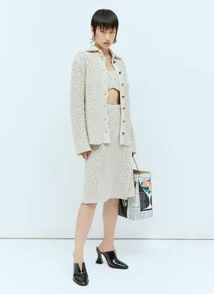 Bottega Veneta Cotton Knit Midi Skirt - Cream