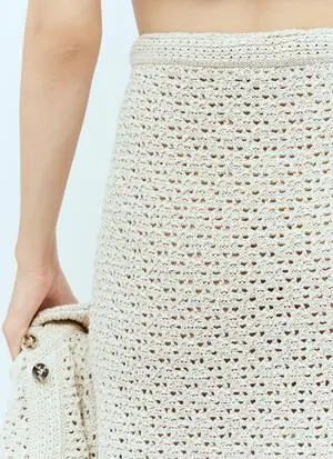 Bottega Veneta Cotton Knit Midi Skirt - Cream