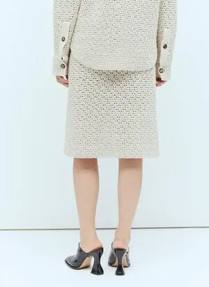 Bottega Veneta Cotton Knit Midi Skirt - Cream