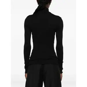 Prada Ribbed Knit High Neck Top - Black