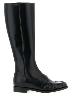 Prada Brushed Calfskin Boots - Black