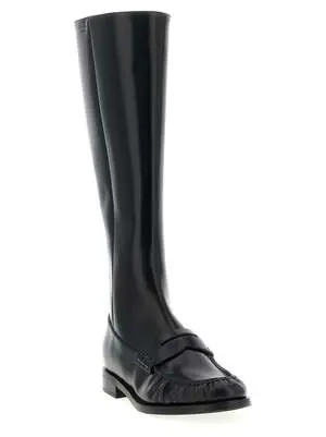 Prada Brushed Calfskin Boots - Black