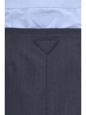 Prada Double-layer Midi Skirt In Cotton And Linen