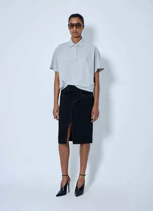 Saint Laurent Denim Midi Skirt - Black