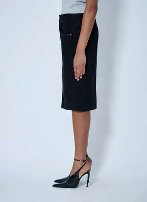 Saint Laurent Denim Midi Skirt - Black
