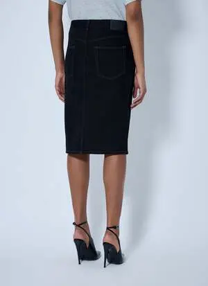 Saint Laurent Denim Midi Skirt - Black
