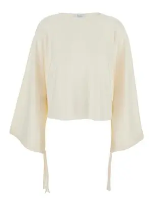 MAX MARA Max Mara Women “Frais” White Round Neck Sweater With Wide Sleeves In Wool Woman