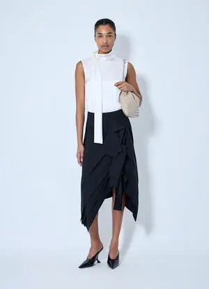 Bottega Veneta Asymmetric Layered Skirt - Black
